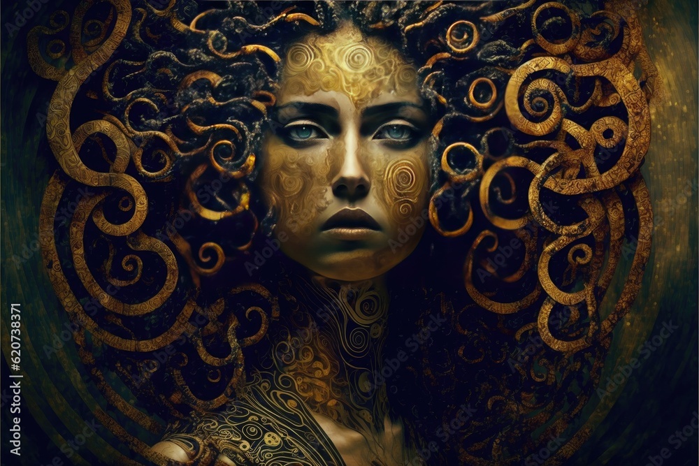 Modern artistic portrait of Medusa demon from Greek mythology Stock ...