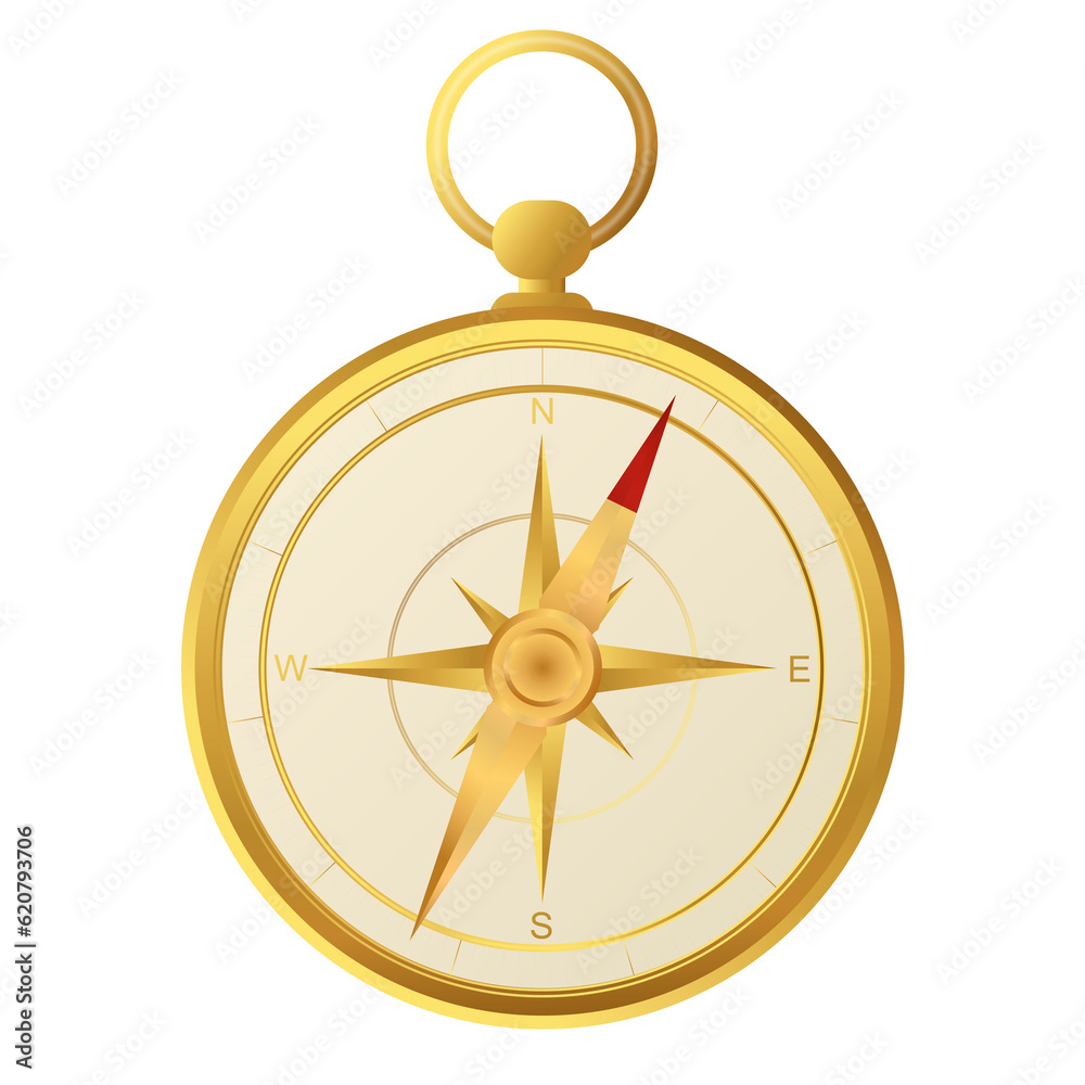 gold compass locket vector png On white transparent background Stock ...
