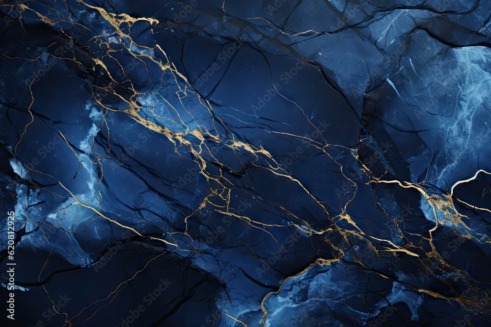 Elegant navy blue marble texture background with gold streaks. の Stock ...