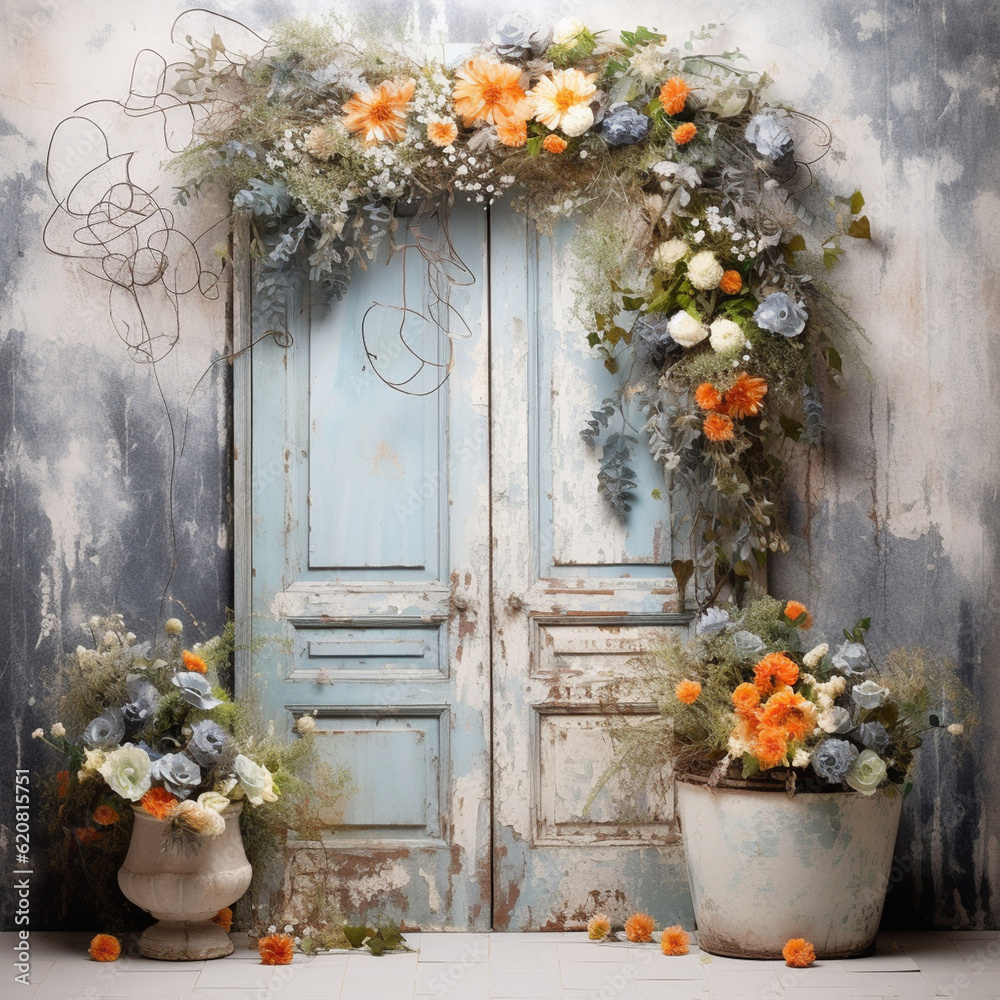 Doors Backdrops, Photoshop Overlays, Flowers arch Backdrop Overlays ...