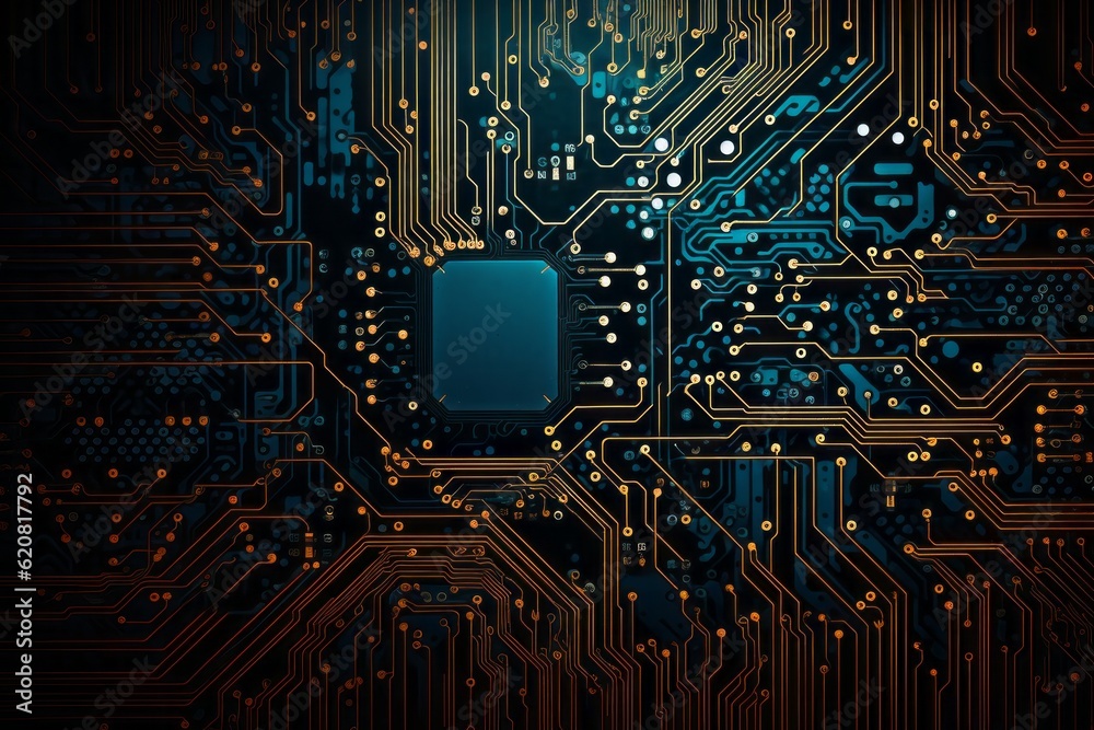 Printed Circuit Board Backdrop on Blue Background. Generative AI Stock ...