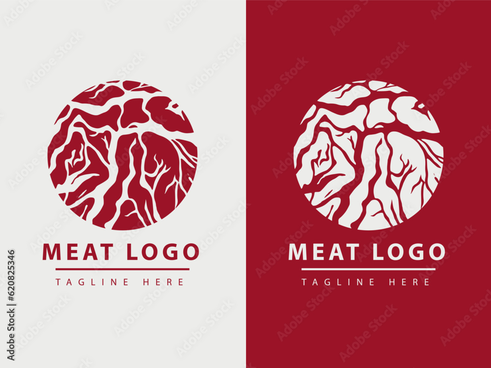 Steak house or meat shop logo design. Fresh meat texture. Logo template ...