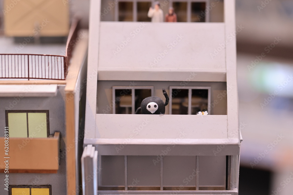 Tokyo - May 2 2023: the neon genesis evangelion display at small worlds ...