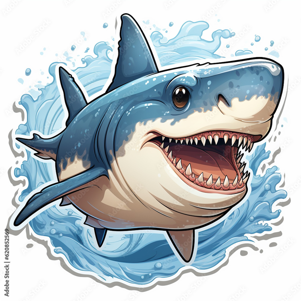 cute shark Sticker Stock Illustration | Adobe Stock