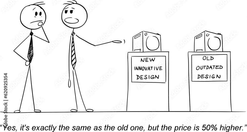 Managers Talking About Product Innovation, Vector Gag Cartoon Stick ...