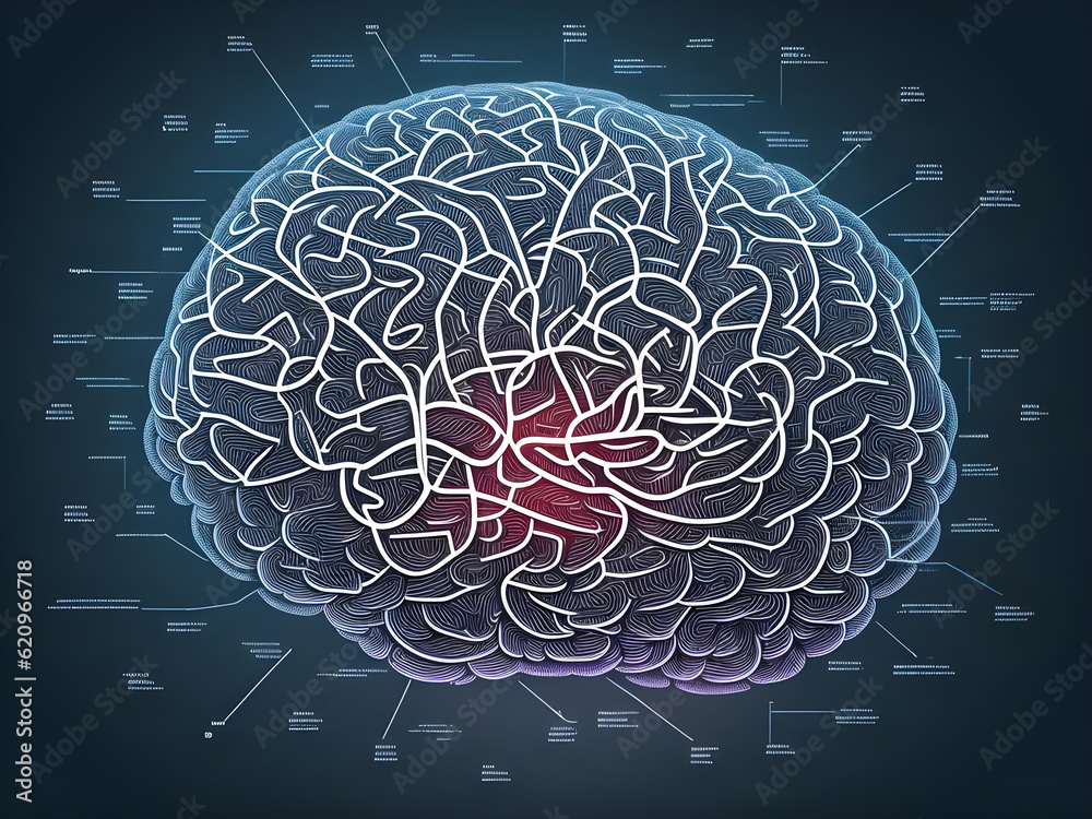 Human brain on mental idea mind Concept. Artificial Intelligence ...