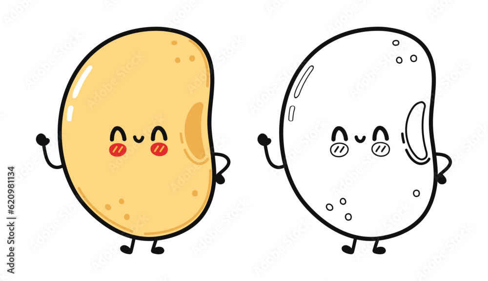 Soy Bean character outline cartoon illustration for coloring book ...