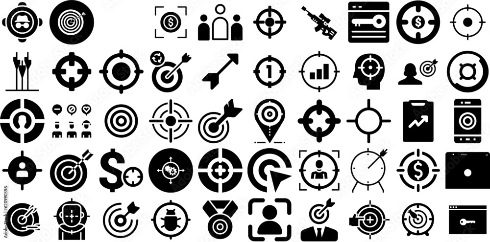 Vector de Stock Huge Collection Of Target Icons Bundle Hand-Drawn ...