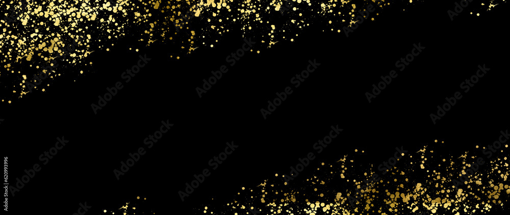 Gold sparkle splatter border . Gold Foil Frame Gold brush stroke on ...