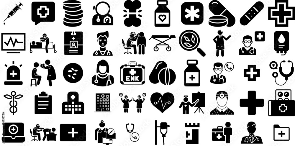 Mega Set Of Doctor Icons Set Black Design Web Icon Icon, Surgeon ...
