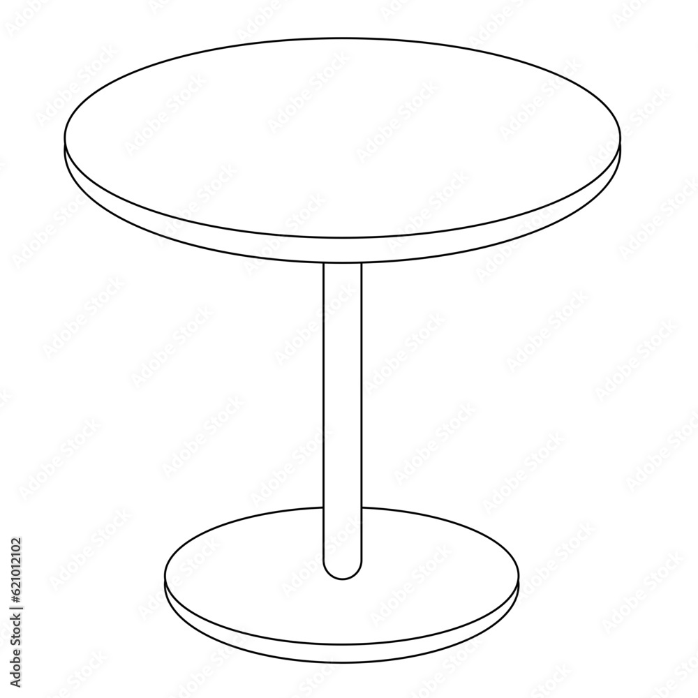 continuous line drawing of simple round table,Hand-drawn collection of ...
