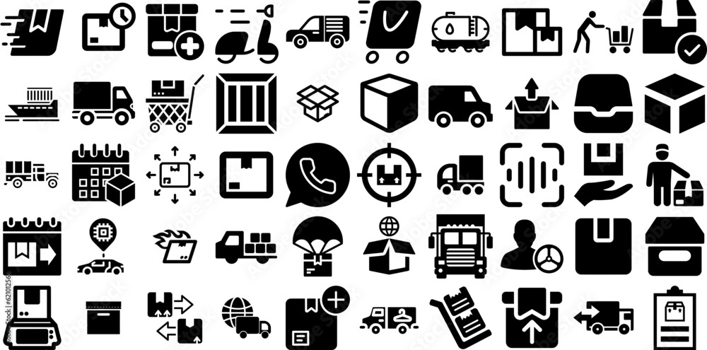 Massive Set Of Delivery Icons Bundle Hand-Drawn Linear Simple ...