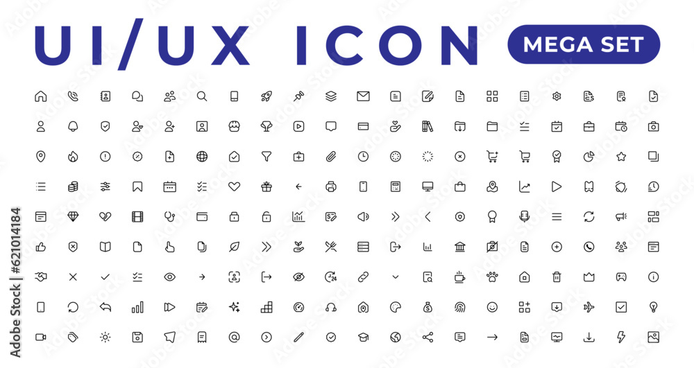 Vector de Stock UI UX Icon mega set, user interface iconset collection. | Adobe Stock