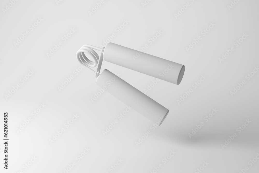 White hand strengthener floating in mid air on white background in ...