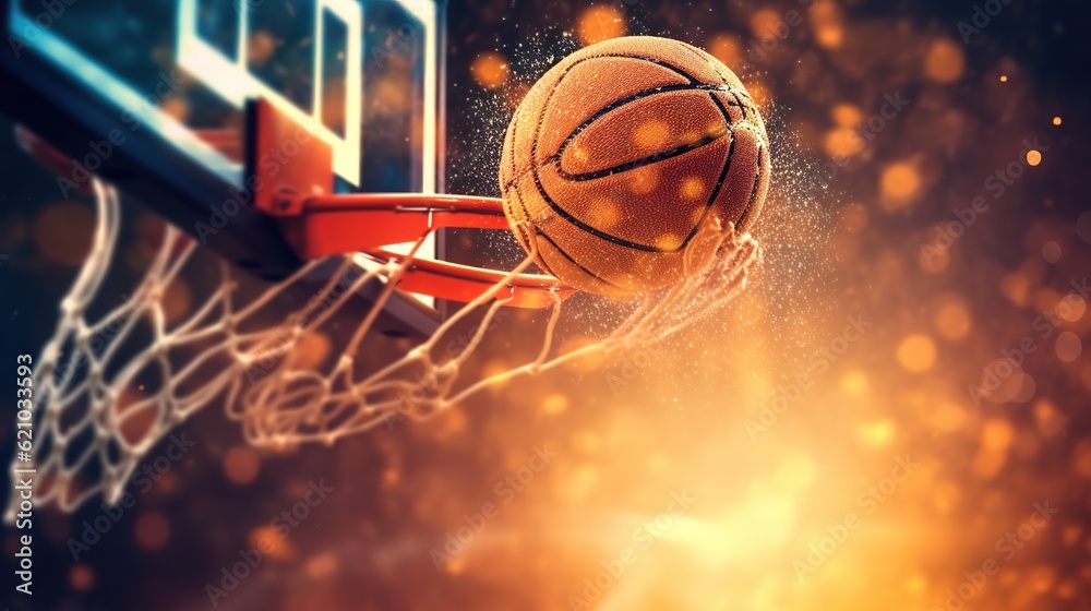 Ball in basketball hoop. Stock Photo | Adobe Stock