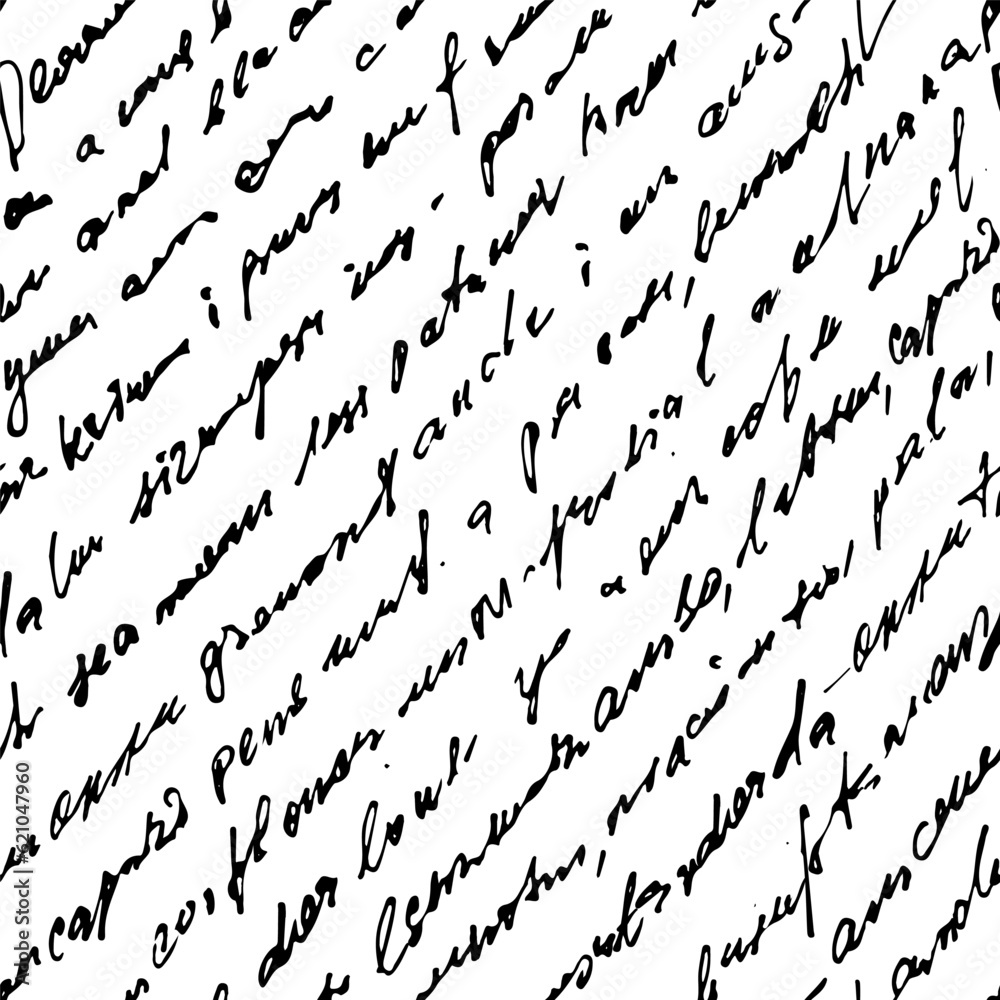 Abstract seamless diagonal hand write pattern with black handwritten ...