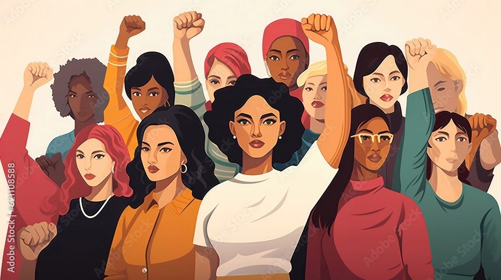 Illustration of female empowerment. Female power, diversity, strong ...