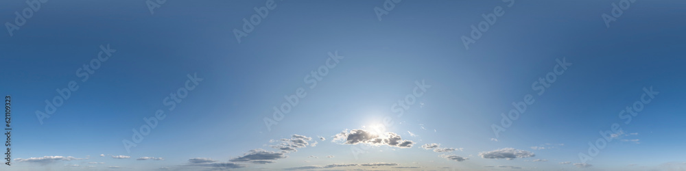 clear blue skybox with clouds as seamless hdri 360 panorama with zenith ...