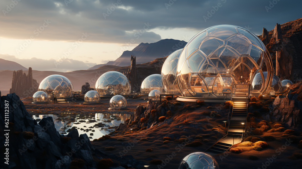 Exploring martian Colony, terraforming, Moon Dome City, geodesic domes ...