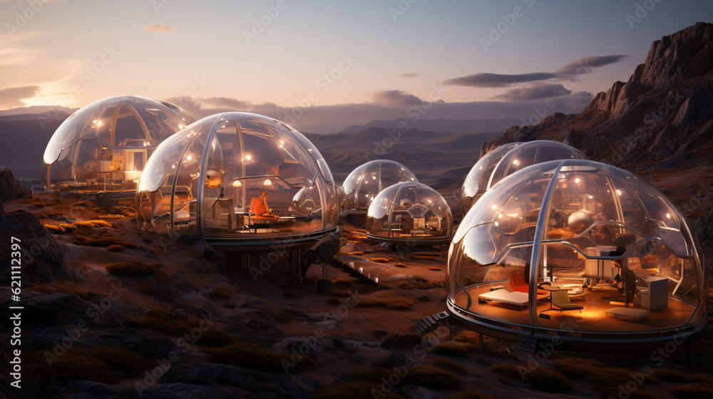 Exploring martian Colony, terraforming, Moon Dome City, geodesic domes ...