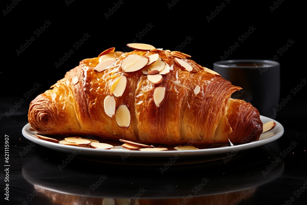 Professional food photography of almond croissant Stock Photo | Adobe Stock