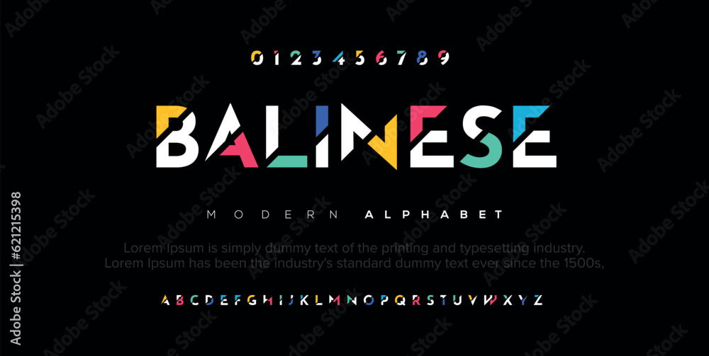 Balinese abstract digital technology logo font alphabet. Minimal modern ...
