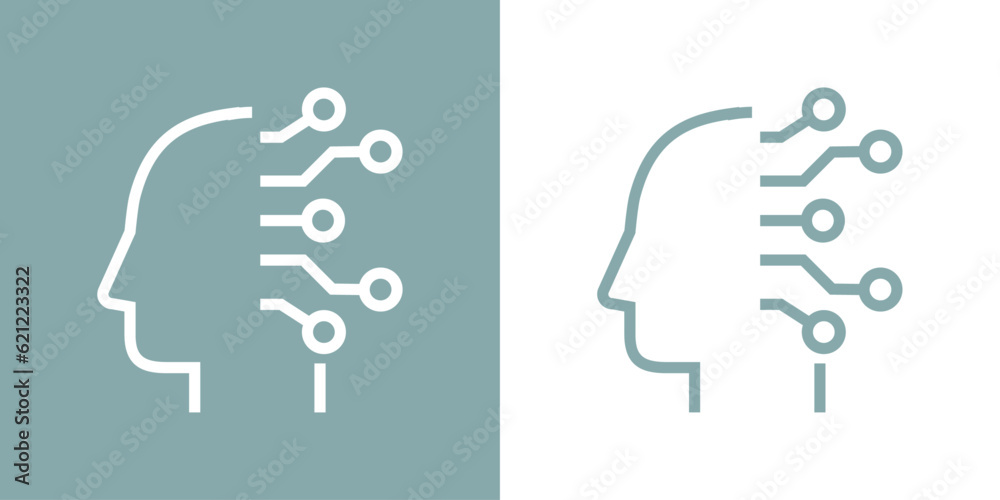 Icono inteligencia artificial. Logo silueta de cabeza humana lineal de ... Icono inteligencia artificial. Logo silueta de cabeza humana lineal de ...