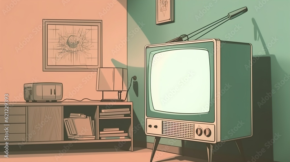 Vintage television cartoon vector illustration. World Television Day ...