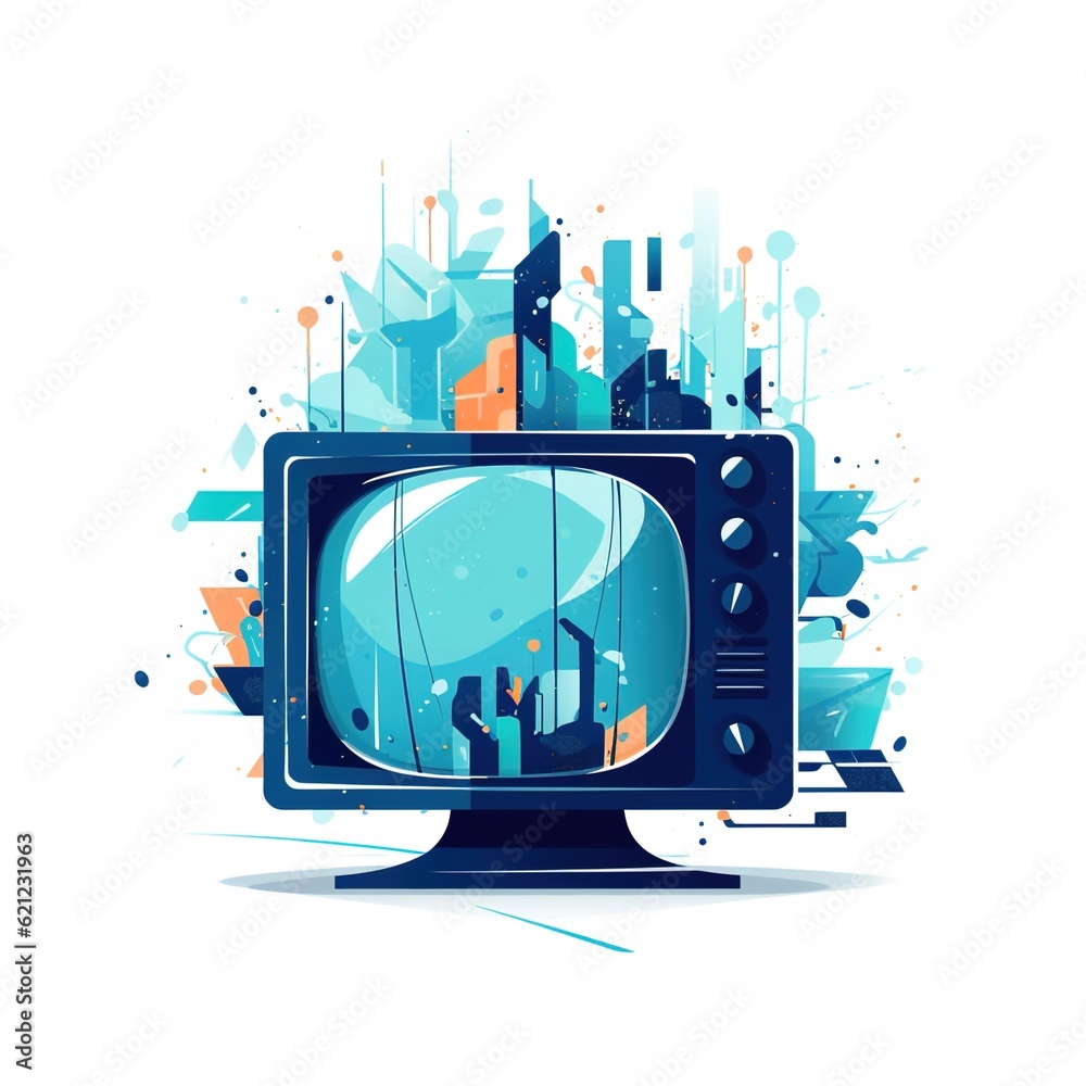 Vintage television cartoon vector illustration. World Television Day ...
