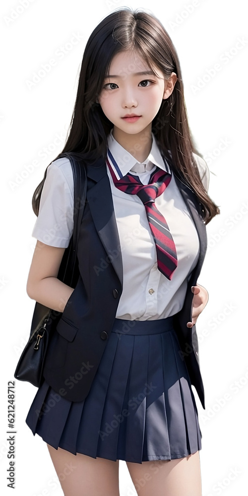 Sexy student girl, school uniform, isolated, transparent background, no background. PNG ...