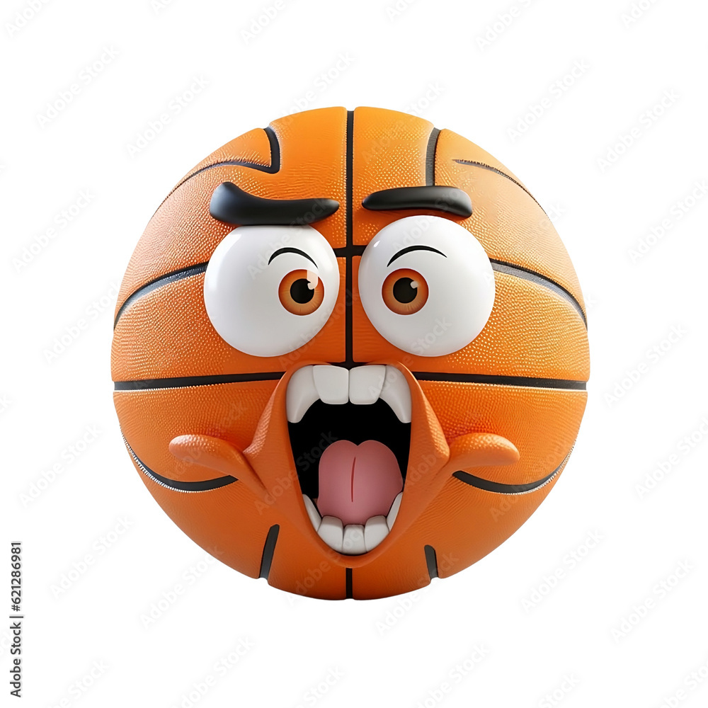 Ilustración de Stock 4D Cute angry Basketball scared Cartoon style ...