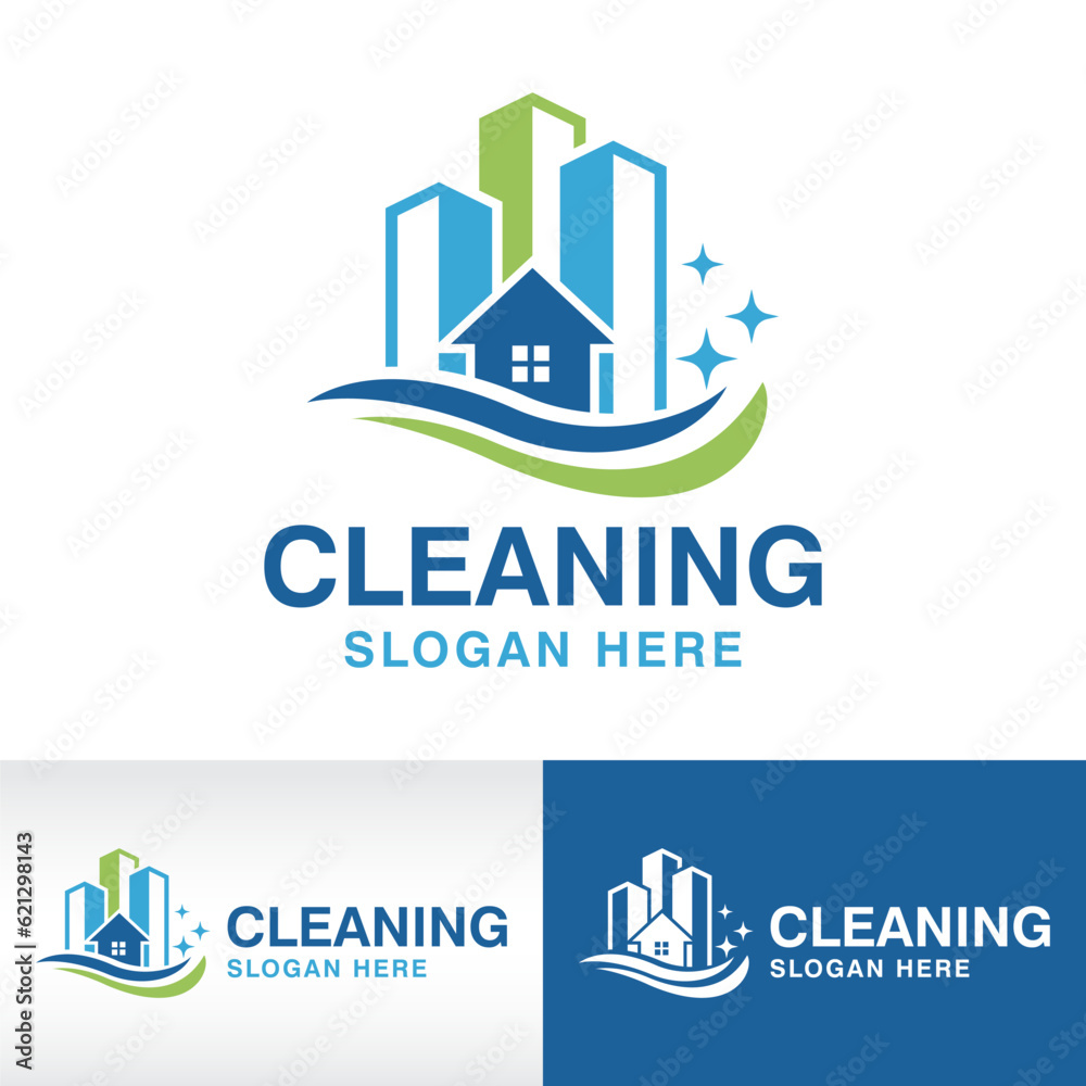 house residential commercial cleaning logo design vector icon symbol ...