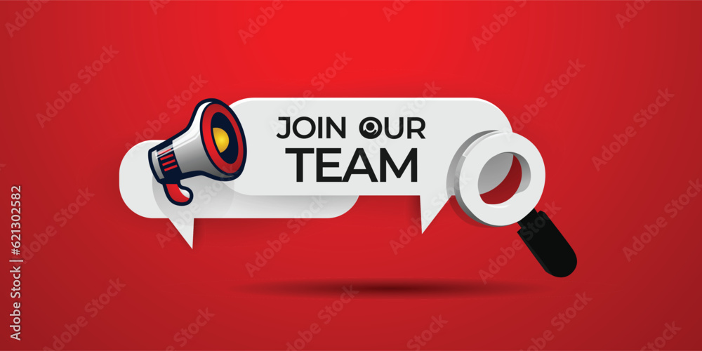 Advertising poster design with magnifying glass and loudspeaker for we ...