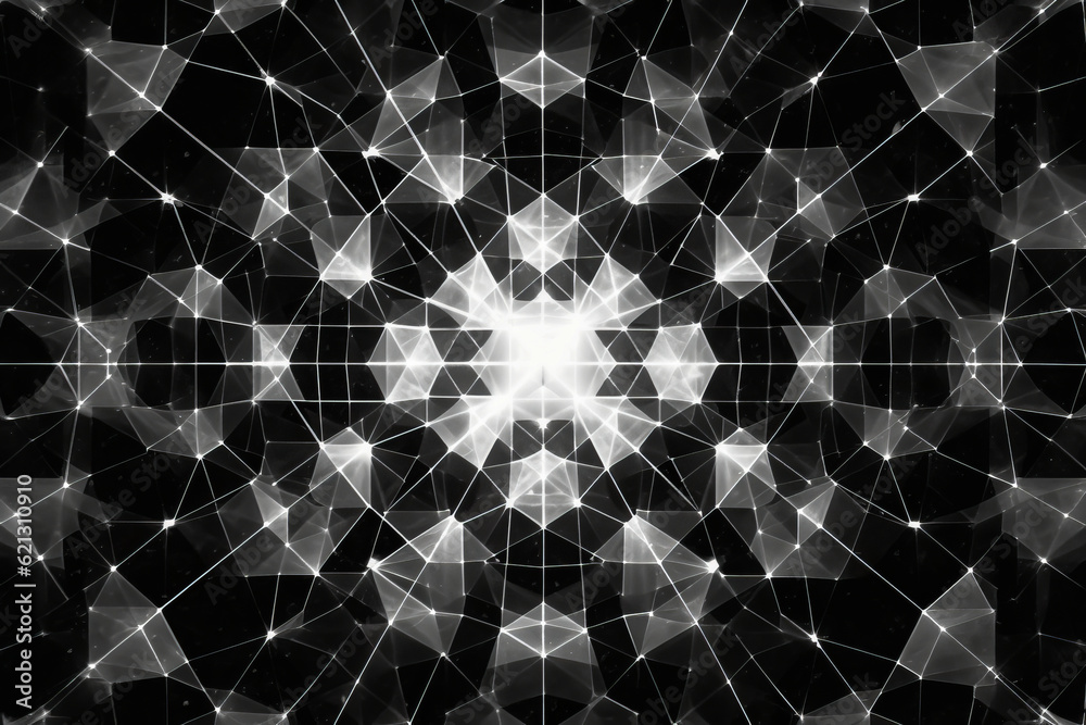 Intricate Monochrome Crystal Lattice With Light Rays Infiltrating A Corner Showcasing X Ray