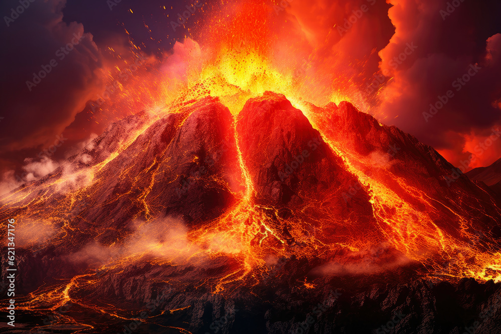 Majestic Volcanic Eruption: breathtaking panorama of a volcanic ...