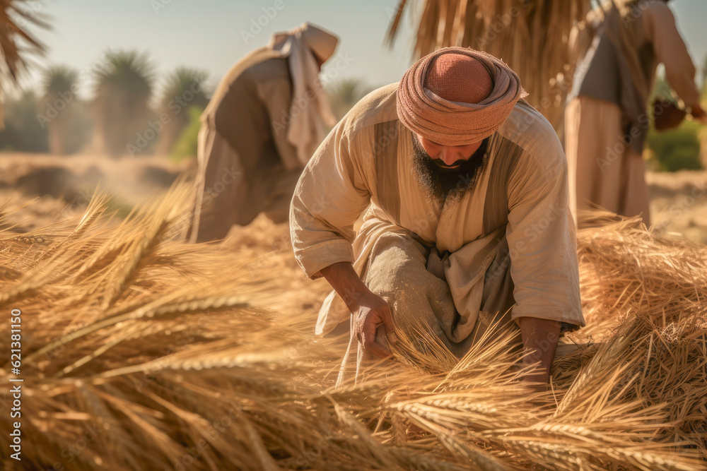 Depiction of life in Ancient Egypt. Ancient Egyptian farmers working in ...