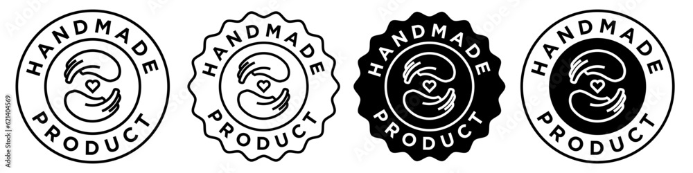 Handmade product icon set collection vector sign symbol of hand crafted ...