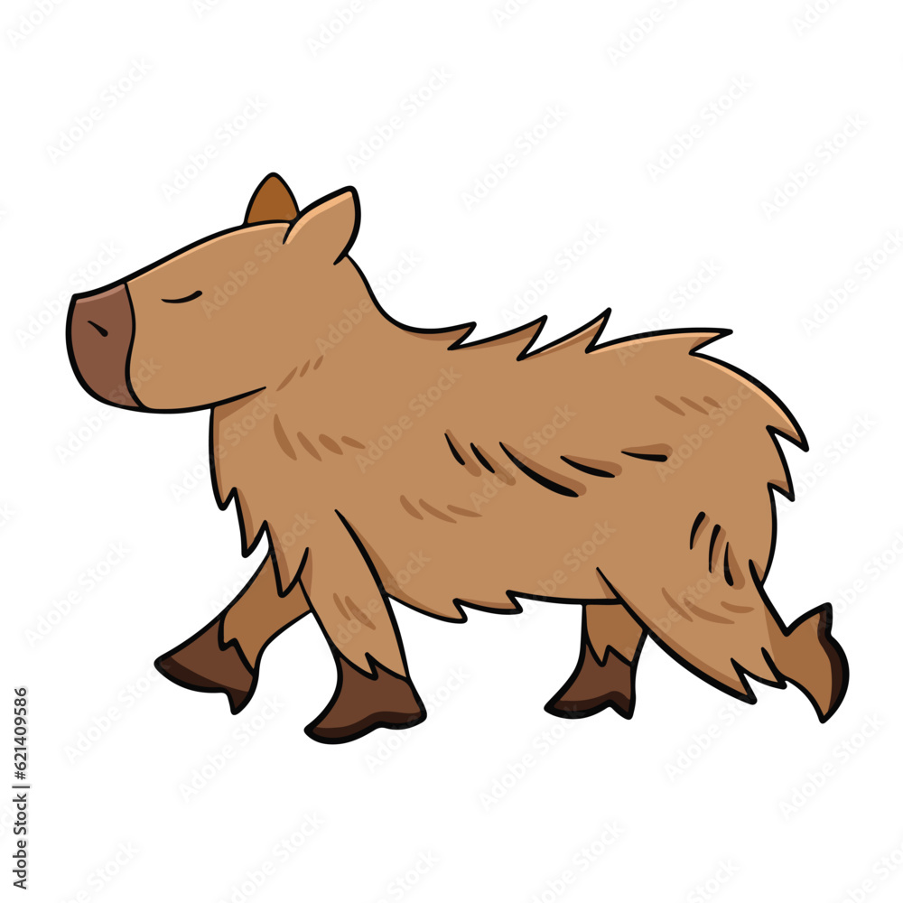 Capybara wild animals vector illustration colored outlined isolated on ...