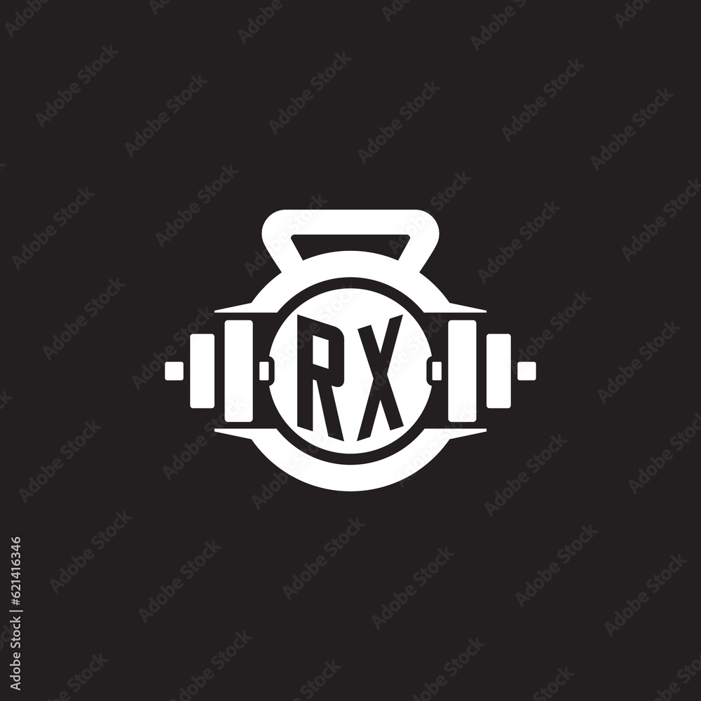 Initial RX logo design ideas with simple dumbbell and kettlebell icon ...