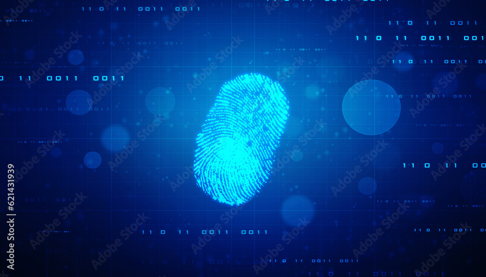 Abstract security system concept with fingerprint on technology ...