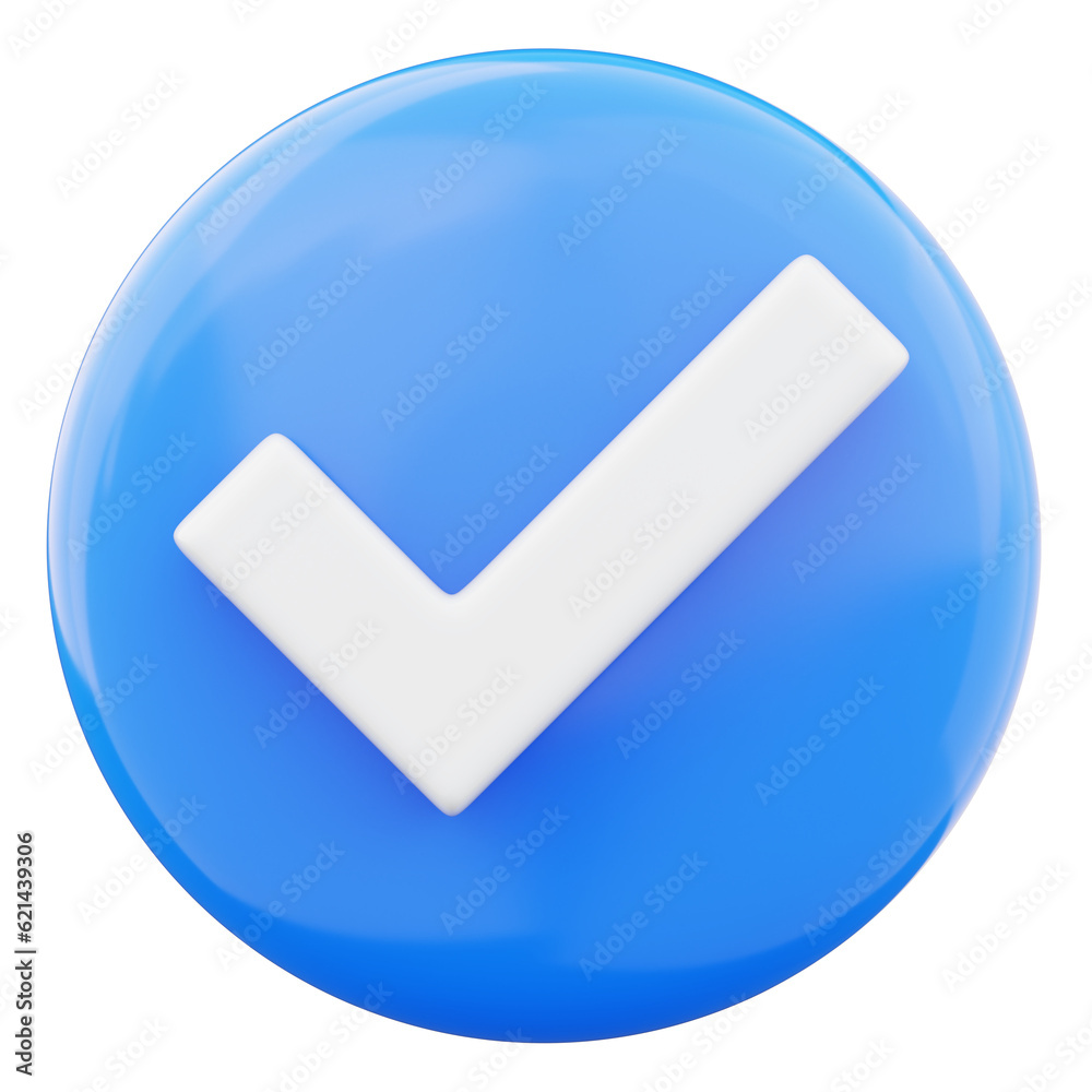 Checklist checkmark tick icon button ellipse shape 3d render ...