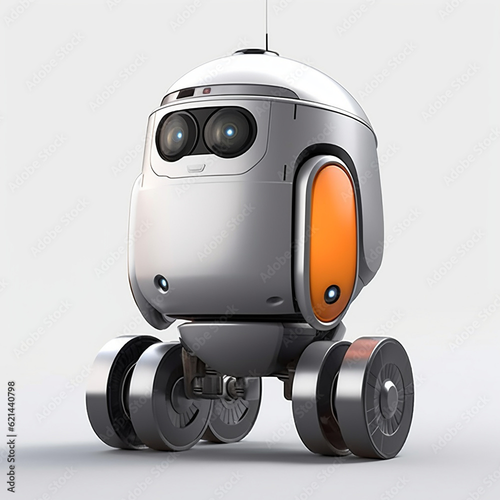 Isolated Mini Droid Robot Character Robotic Assistance Technology ...