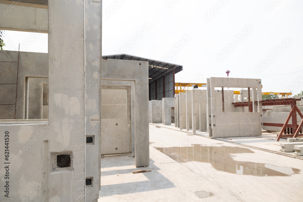 Prefabricated concrete walls for building office buildings and residential houses. Precast ...
