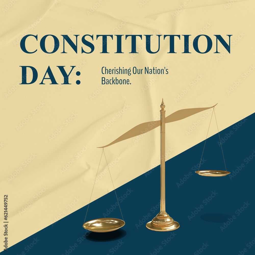 Constitution day, our nation's backbone text with scales of justice on ...
