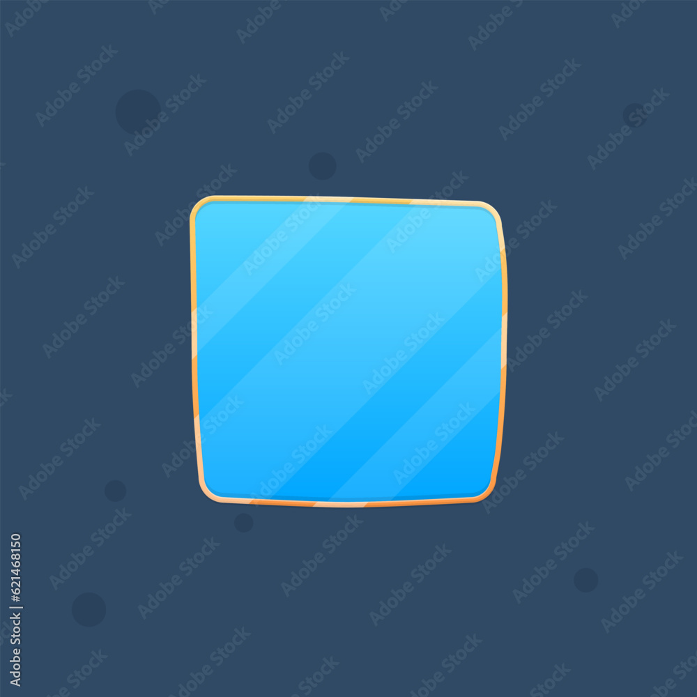 Game UI Pop Up Window Blue Jewel Window With Golden Borders Cute Cartoon Vector Design Stock ...