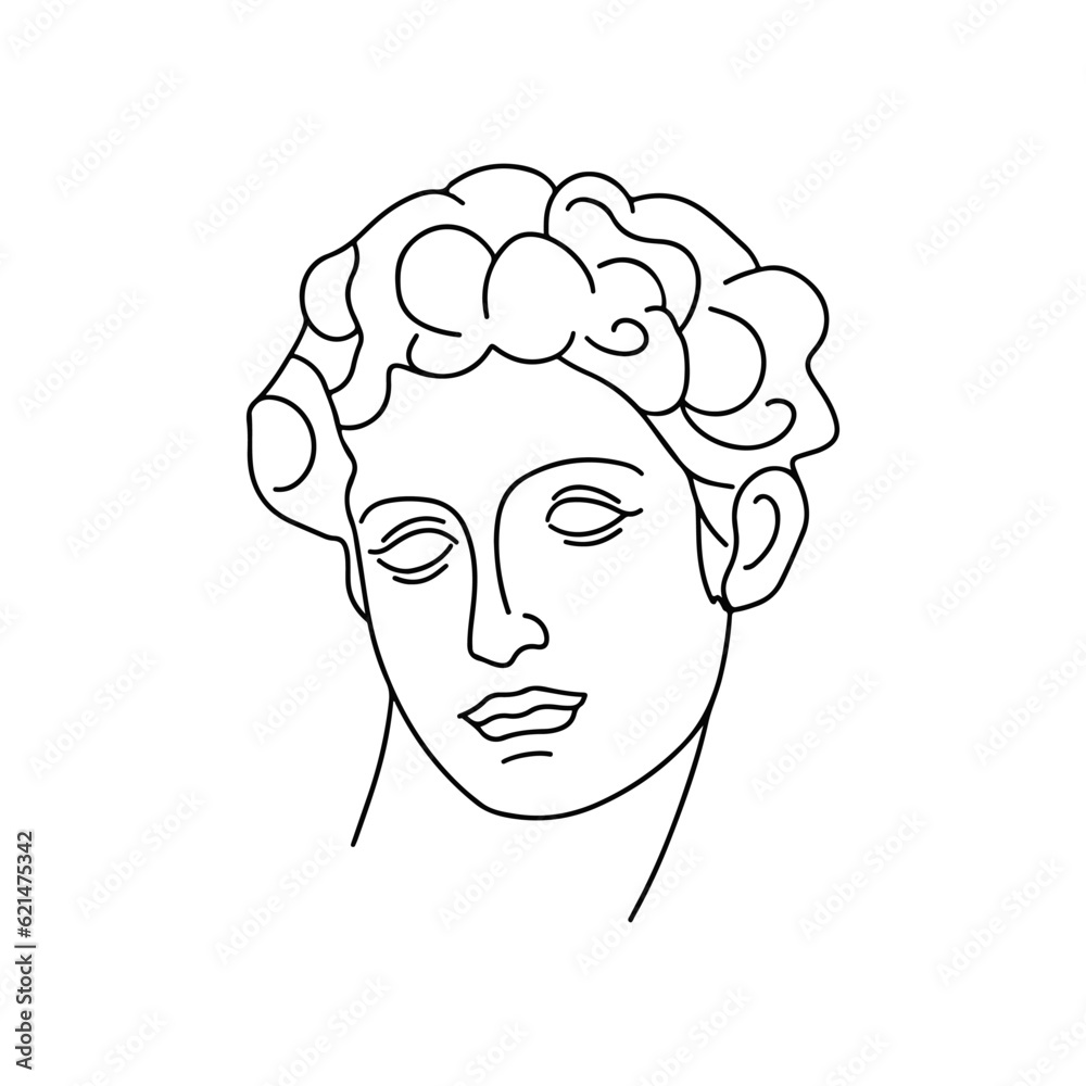 Vector antique sculpture line art icon. Hand drawn doodle vector ...