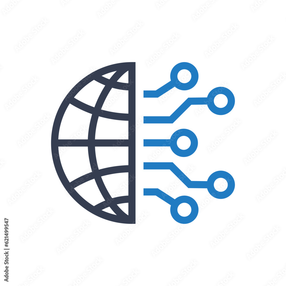 Logo red global. Símbolo de internet. Icono con globo terráqueo lineal ...