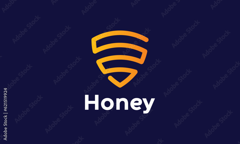 Logo vector shield honey minimalist design safety home bee honeycomb ...