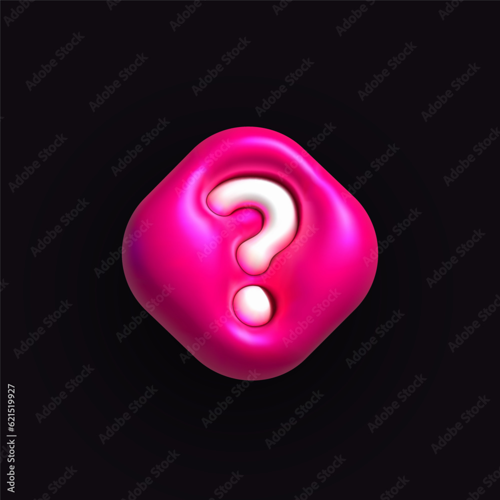 Question mark 3d icon. Inflatable question mark sign pink color ...
