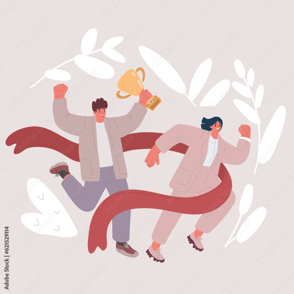 Vetor Vector illustration of Running Competition, Group of Athlete ...